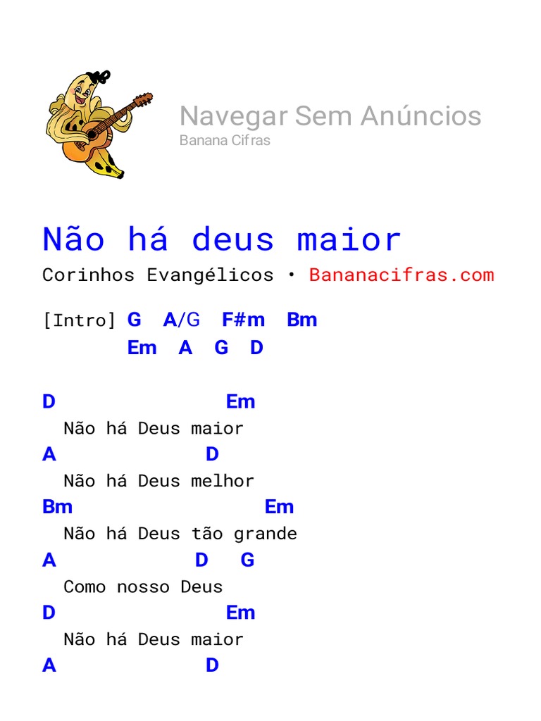 Não Há Deus Maior Corinhos Evangélicos Cifra | PDF