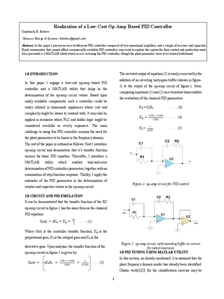 Op Amp Pid Paper MATEC FORMAT | PDF | Operational Amplifier | Control ...