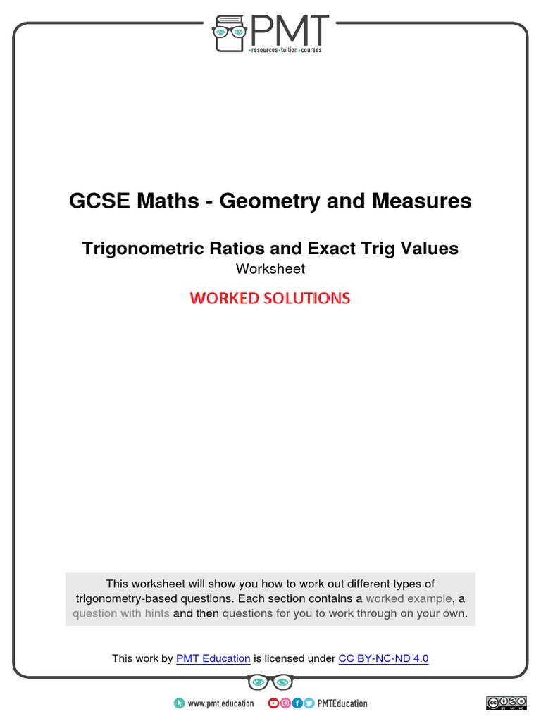 I. Trigonometric Ratios and Exact Trig Values | PDF | Triangle ...