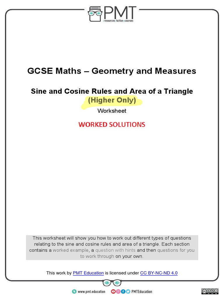 Sine and Cosine Rules for Triangle Area | PDF | Triangle | Elementary ...