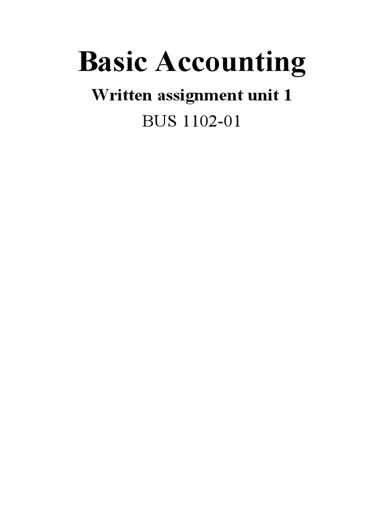 Bus 1102 1 Unit 1 Written Assignment Pdf Entrepreneurship Accounting