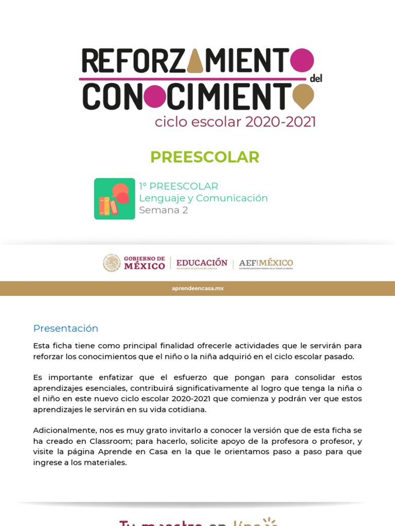 Actividades de Lenguaje Preescolar | PDF | Educación de la primera infancia