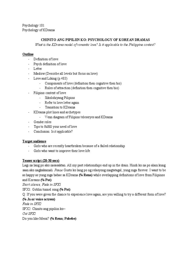 PSYCH 101 - KDrama Script | PDF