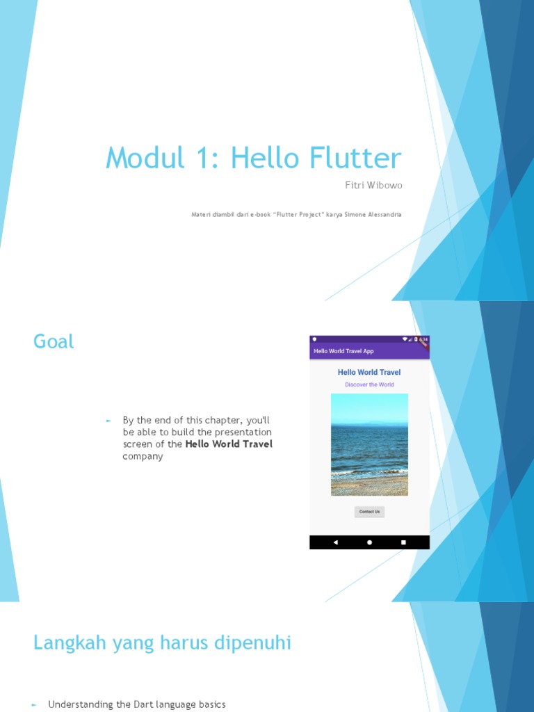 Slideshow Modul 1 - Hello Flutter | PDF | Android (Operating System) | Ios