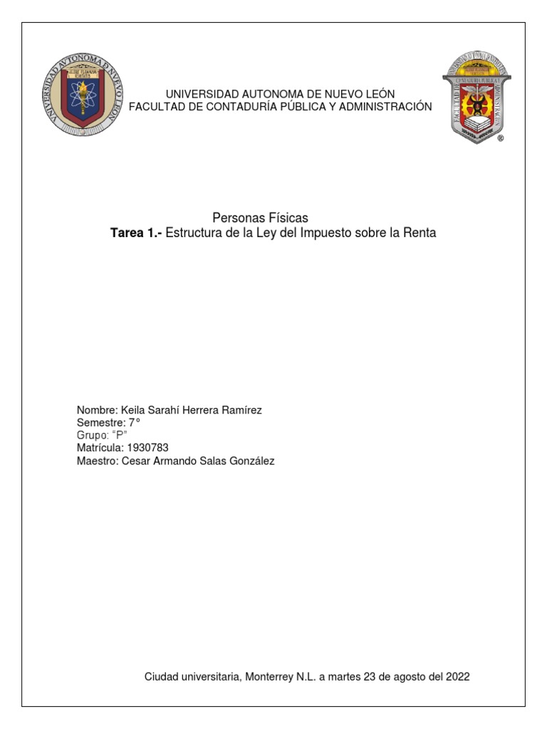 Tarea 1. - Estructura de La Ley Del ISR | PDF