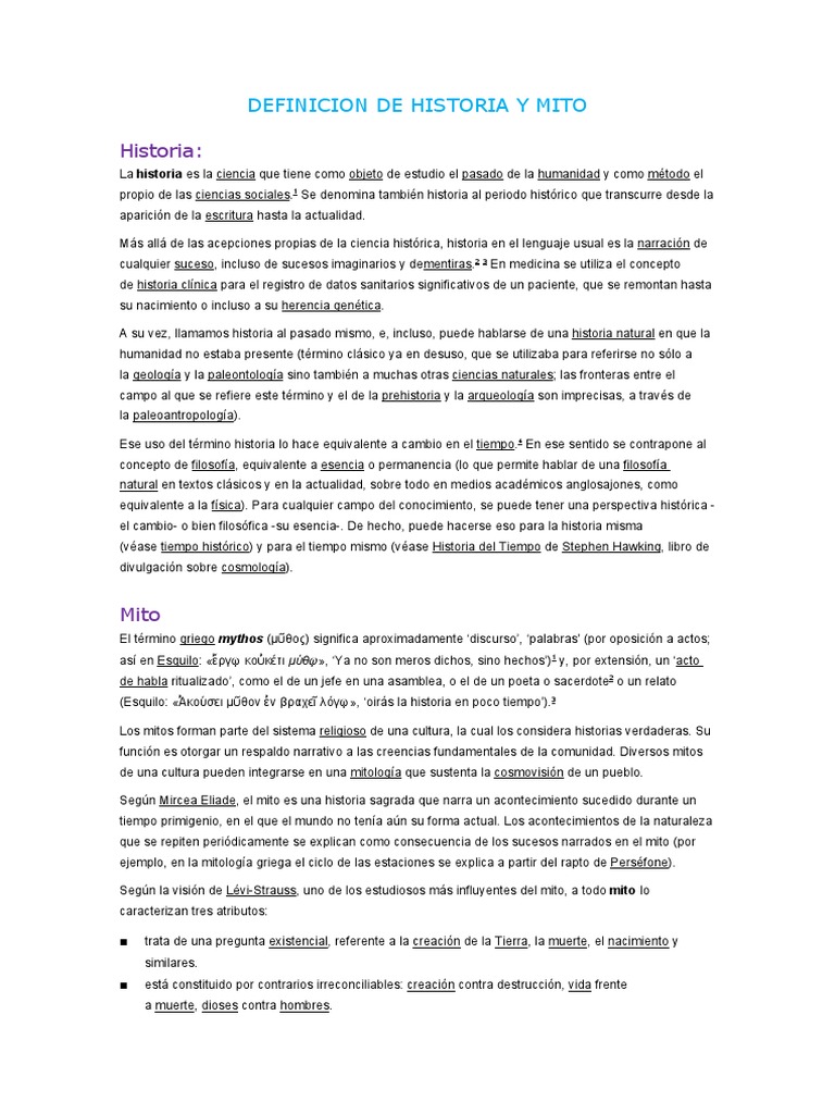 Definicion de Historia y Mito | PDF