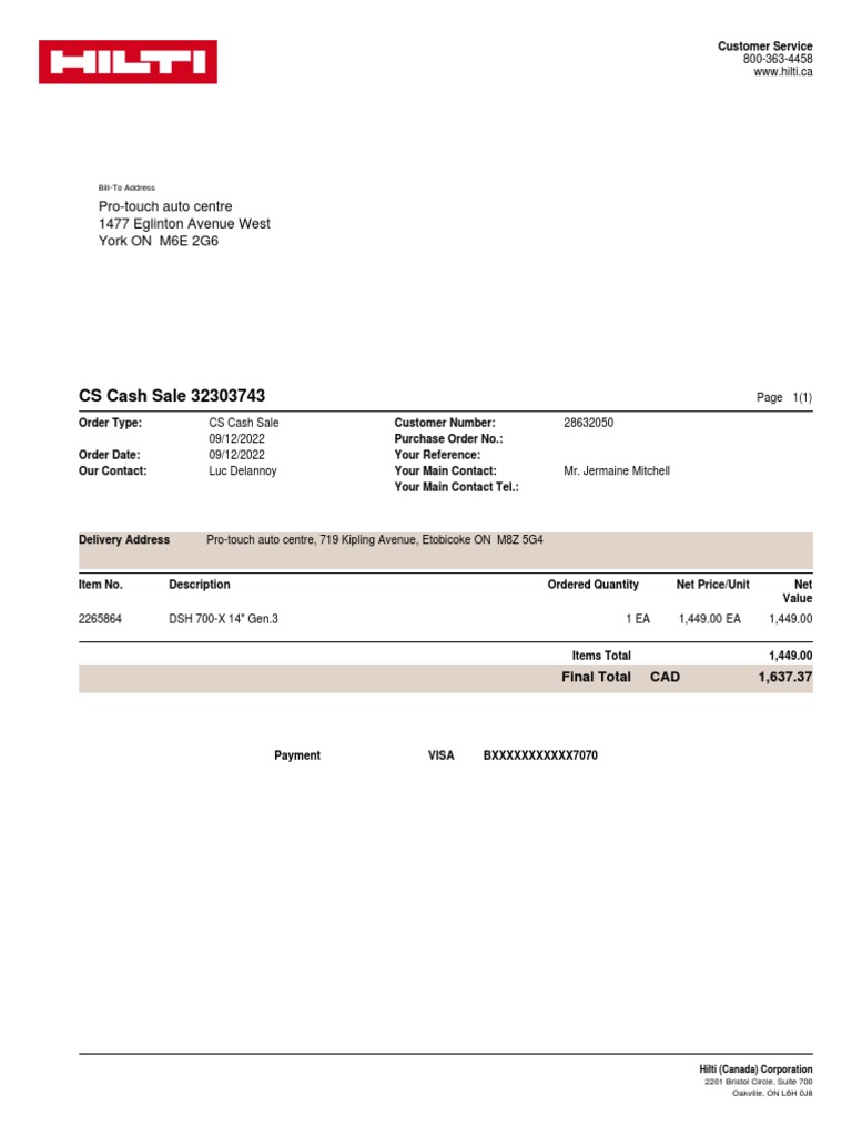 Hilti - CS Cash Sale - 32303743 | PDF | Financial Economics | Service ...