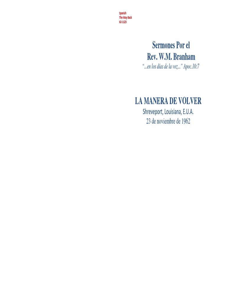 62-1123 La Manera de Volver WMB | PDF | Oración | Jesús