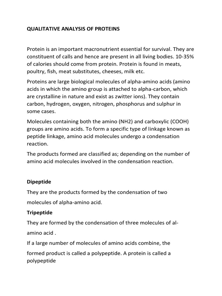 Qualitative Protein Analysis Methods | PDF | Amino Acid | Acid