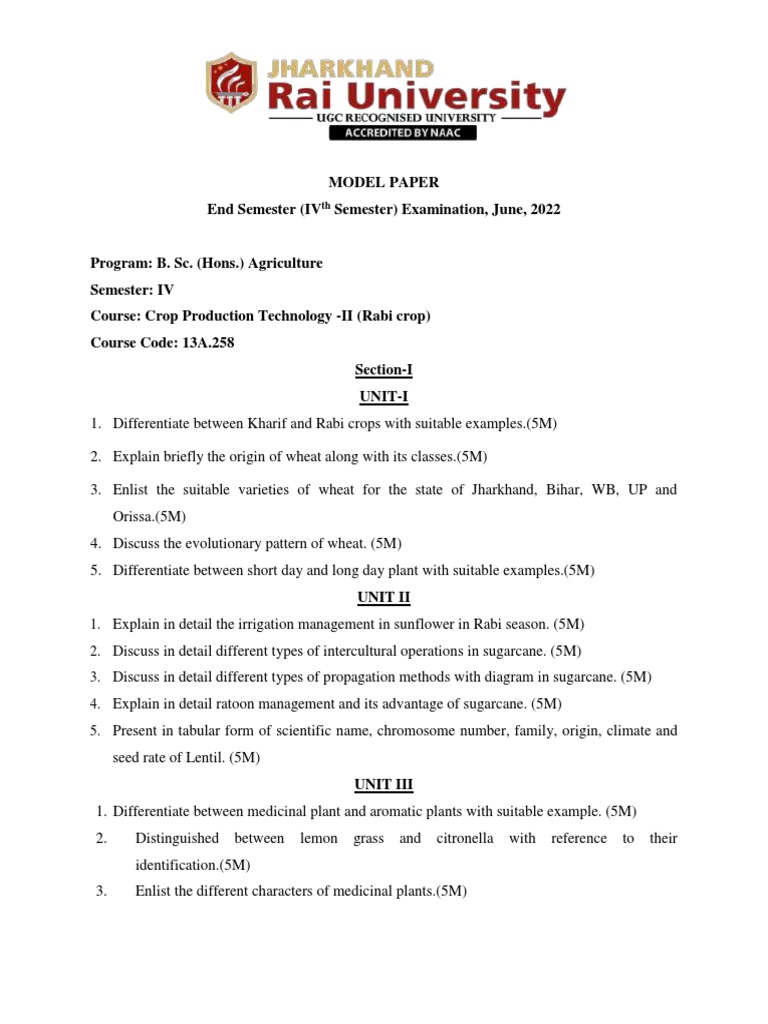 Crop Production Technology - II (Rabi Crop) | PDF | Wheat | Barley