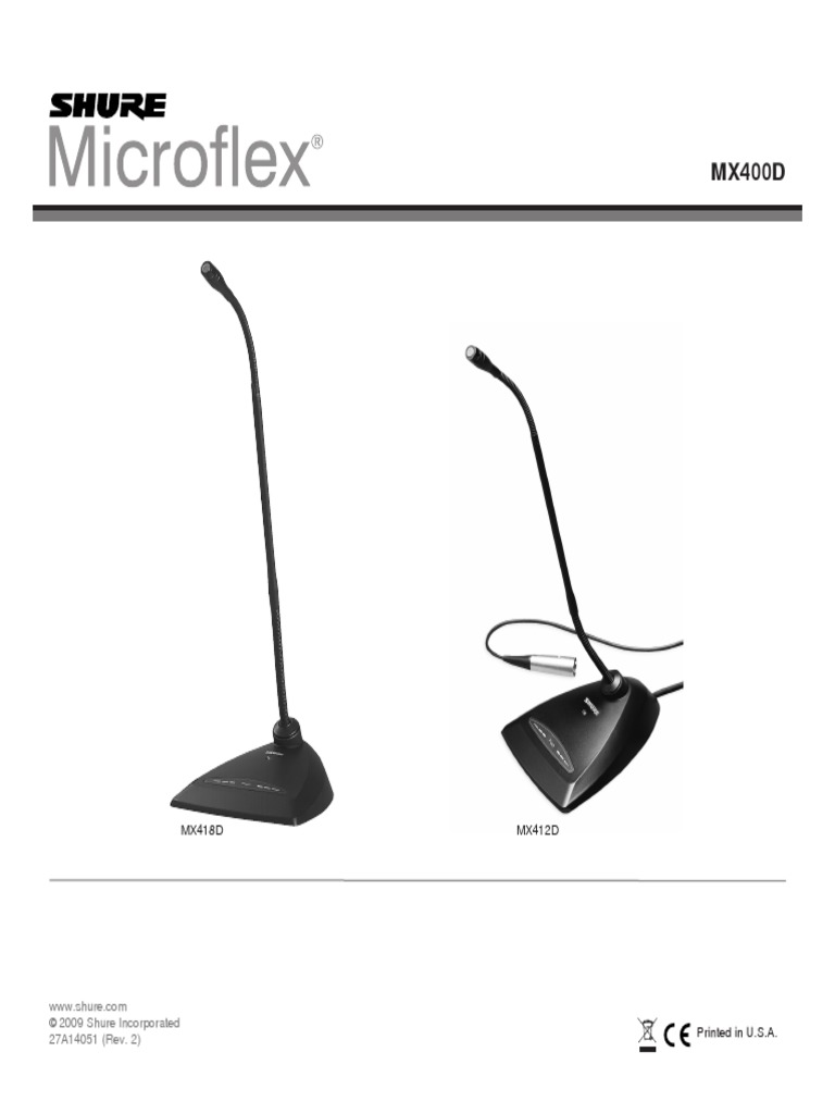 MX412D MX418D: © 2009 Shure Incorporated 27A14051 (Rev. 2) | PDF ...