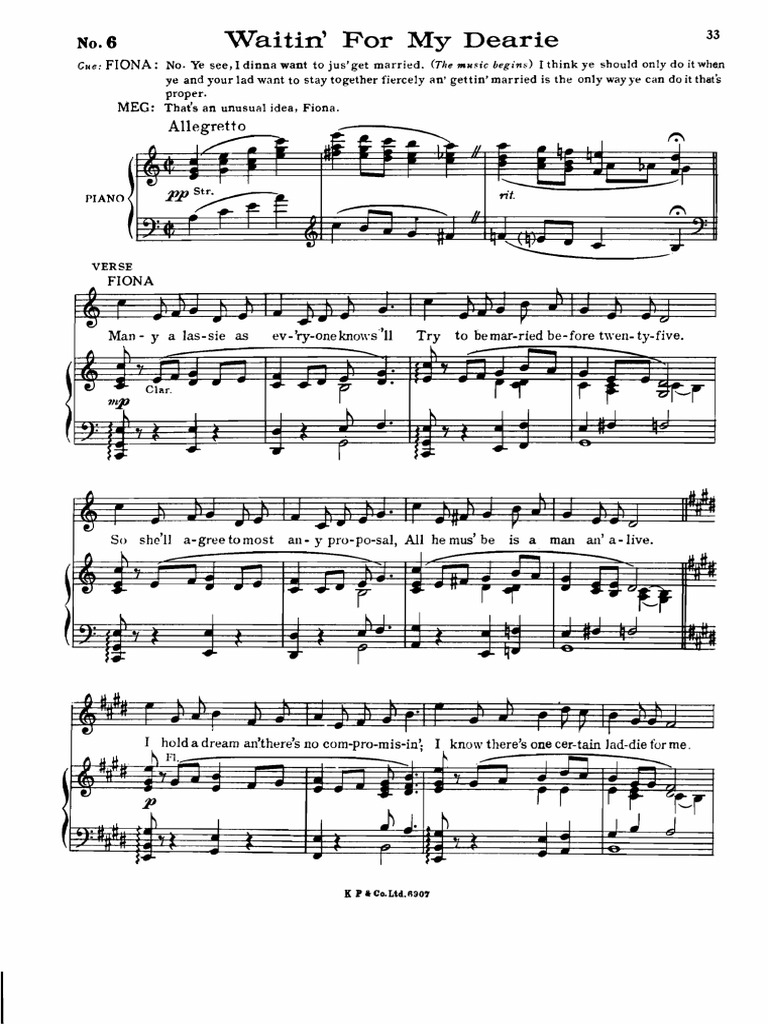 Waitin' For My Dearie (Brigadoon) | PDF