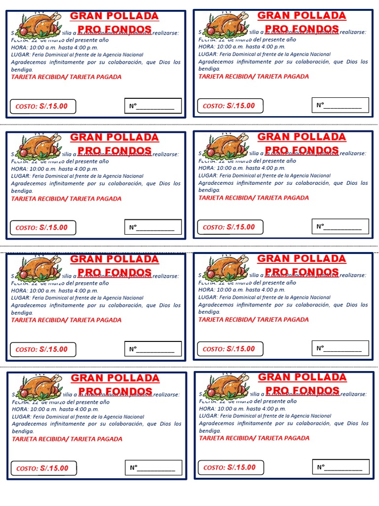 Tarjeta de Pollada | PDF