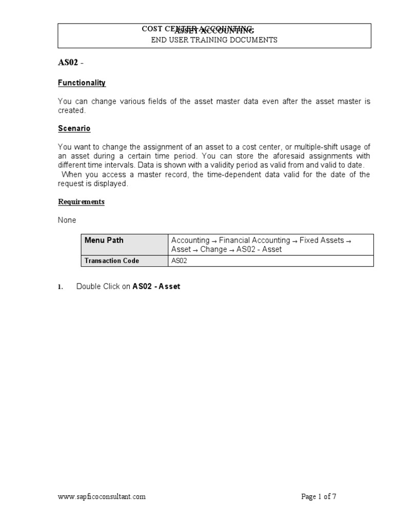 AS02 Change Asset Master Record | Download Free PDF | Accounting ...