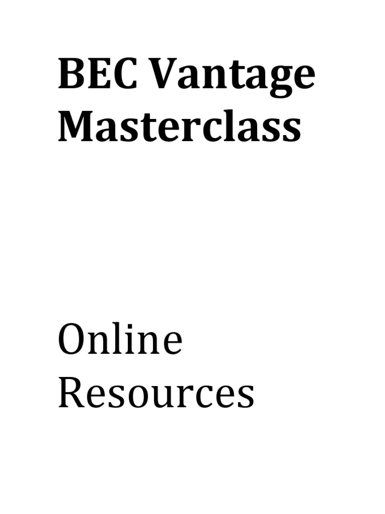 BEC Vantage Learning Activities | PDF