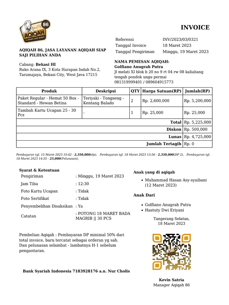 Invoice Golfiano Anugrah Putra | PDF