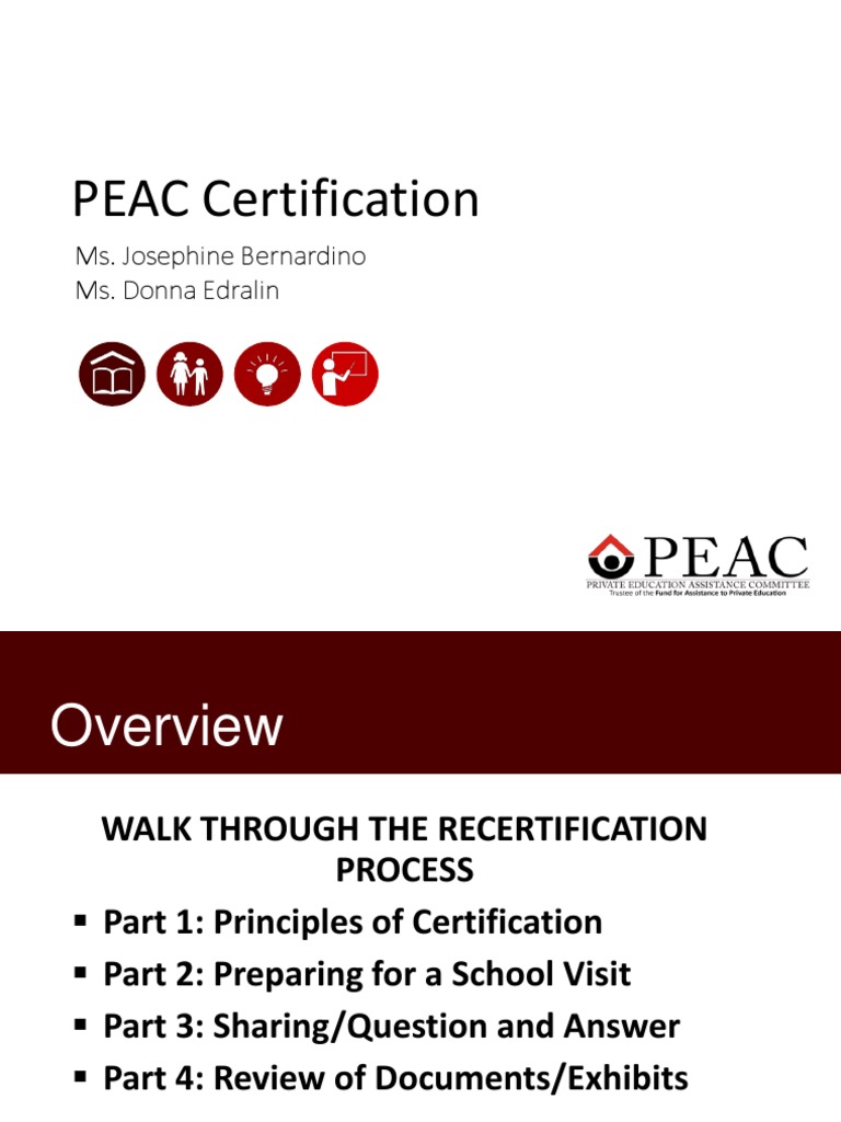 PEAC Certification and Recertification Guide | PDF | Certification ...