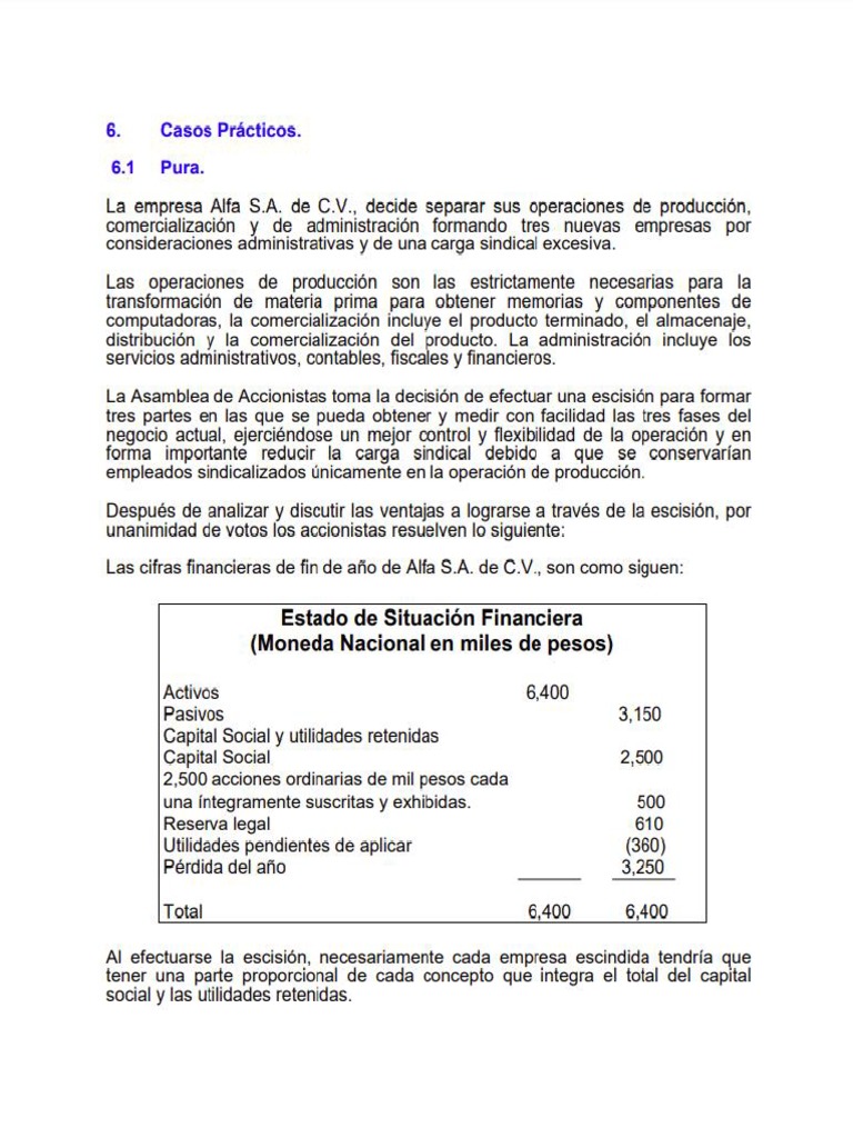 Caso Practico Escision PDF | PDF