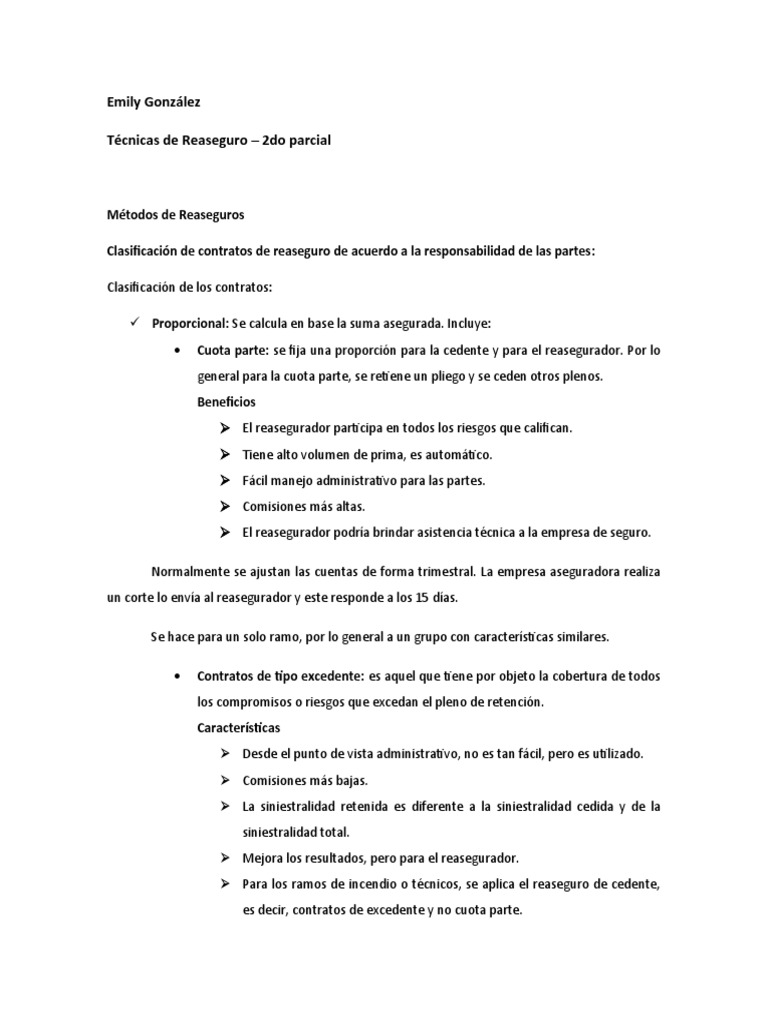 Clases de tecnicas de reaseguro (1) | PDF | Reaseguro