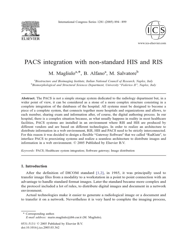 PACS Integration With Non Standard HIS A | PDF | Databases | Computer ...