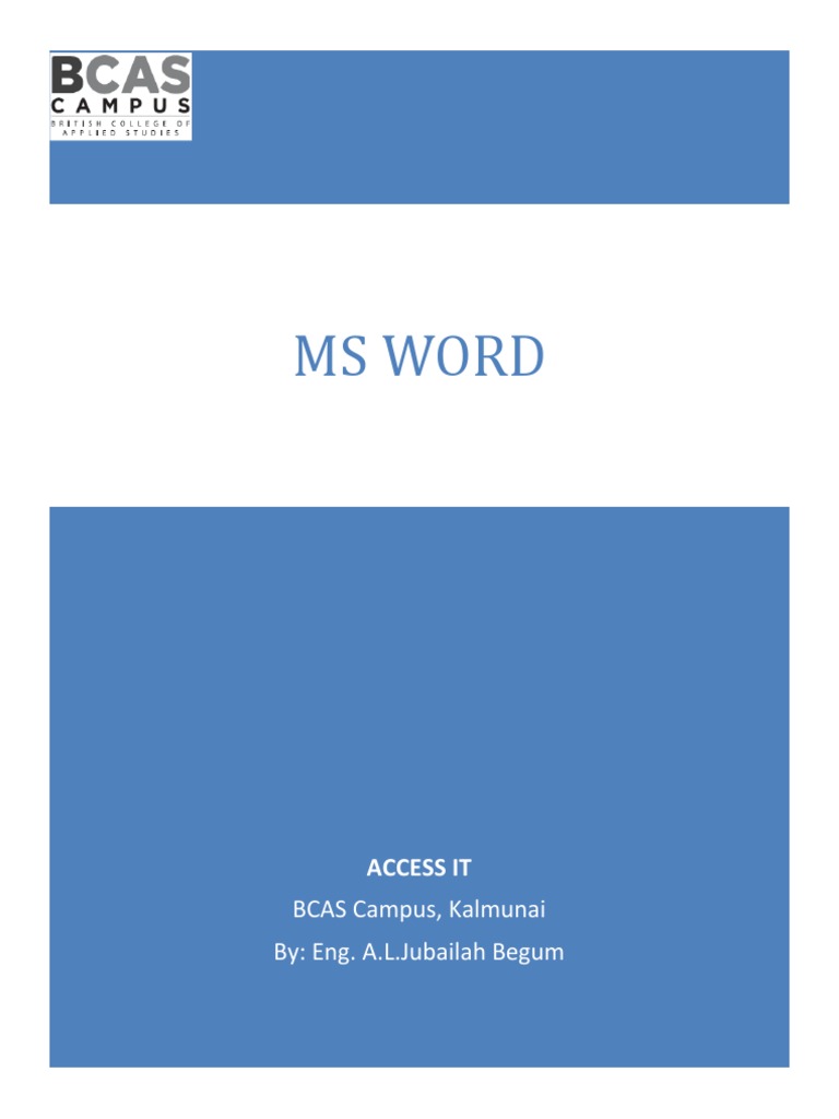 AIT - MS Word | PDF | Computer Data Storage | Microsoft Word