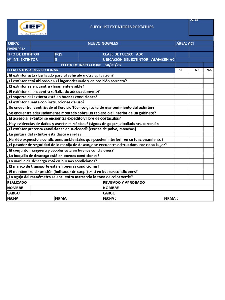 Check List de Extintores | PDF