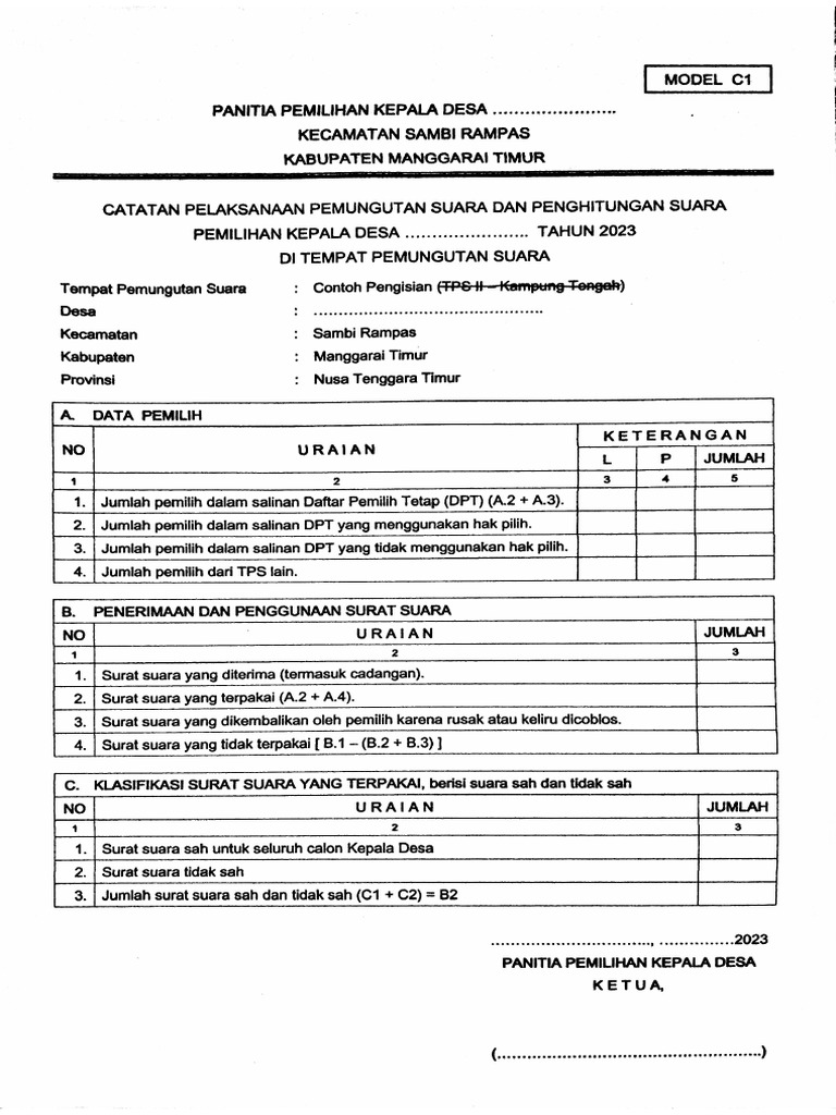 Form c1 Pilkades | PDF Form c1 Pilkades | PDF