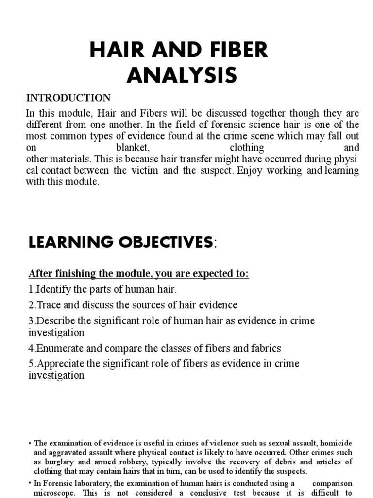 Forensic Hair and Fiber Analysis Guide | PDF | Hair | Fibers