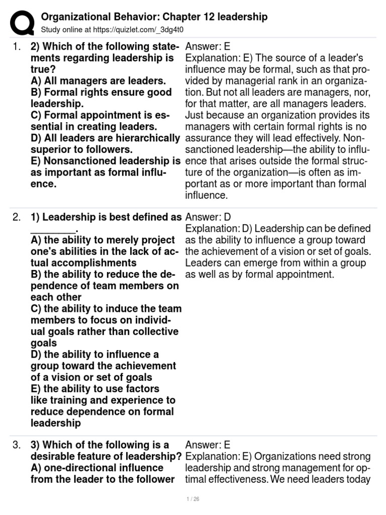 Leadership Questions | PDF