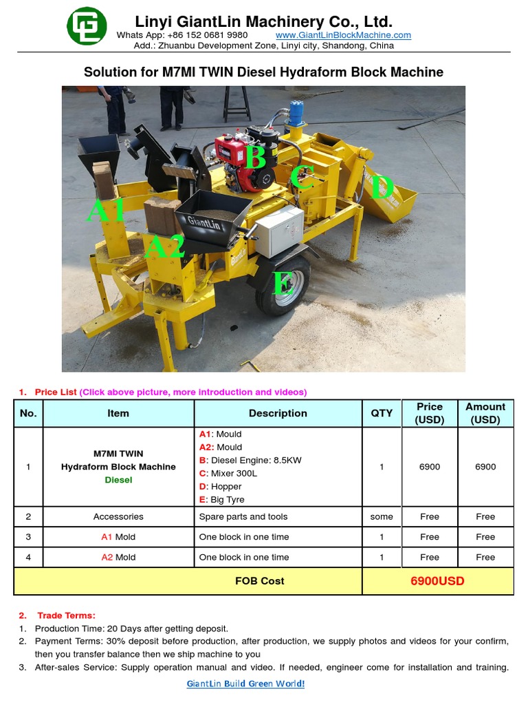 Solution For M7MI Twin Diesel Hydraform Block Machine | PDF | Cement | Soil