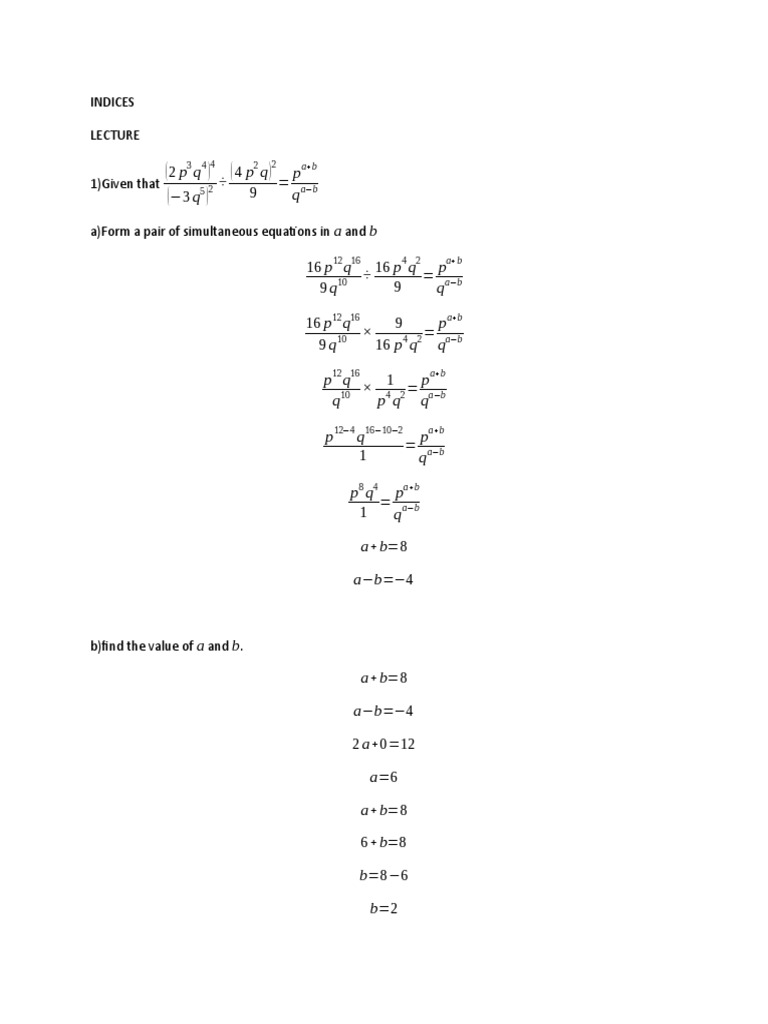 IGCSE Indices Grade 9 | PDF