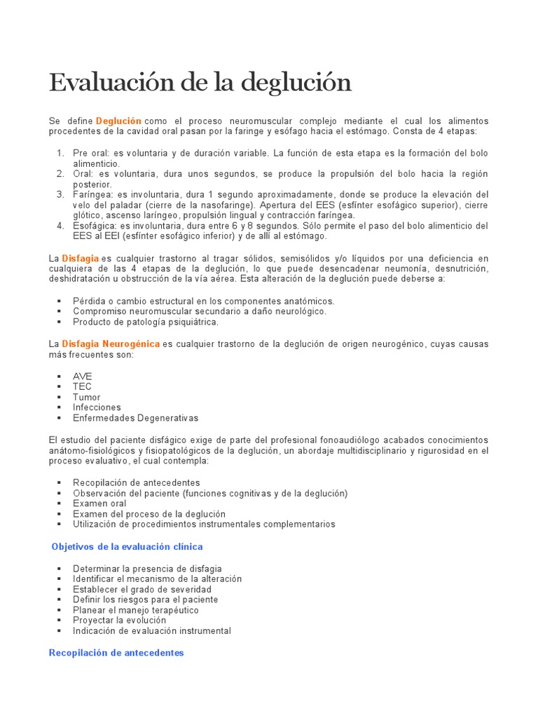 Evaluación de La Deglución | PDF | Esófago | Especialidades Medicas