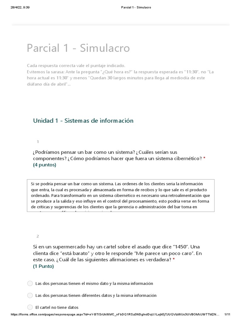 Parcial 1 - Simulacro (Tecnologia de Informacion) | PDF | Software | Conocimiento