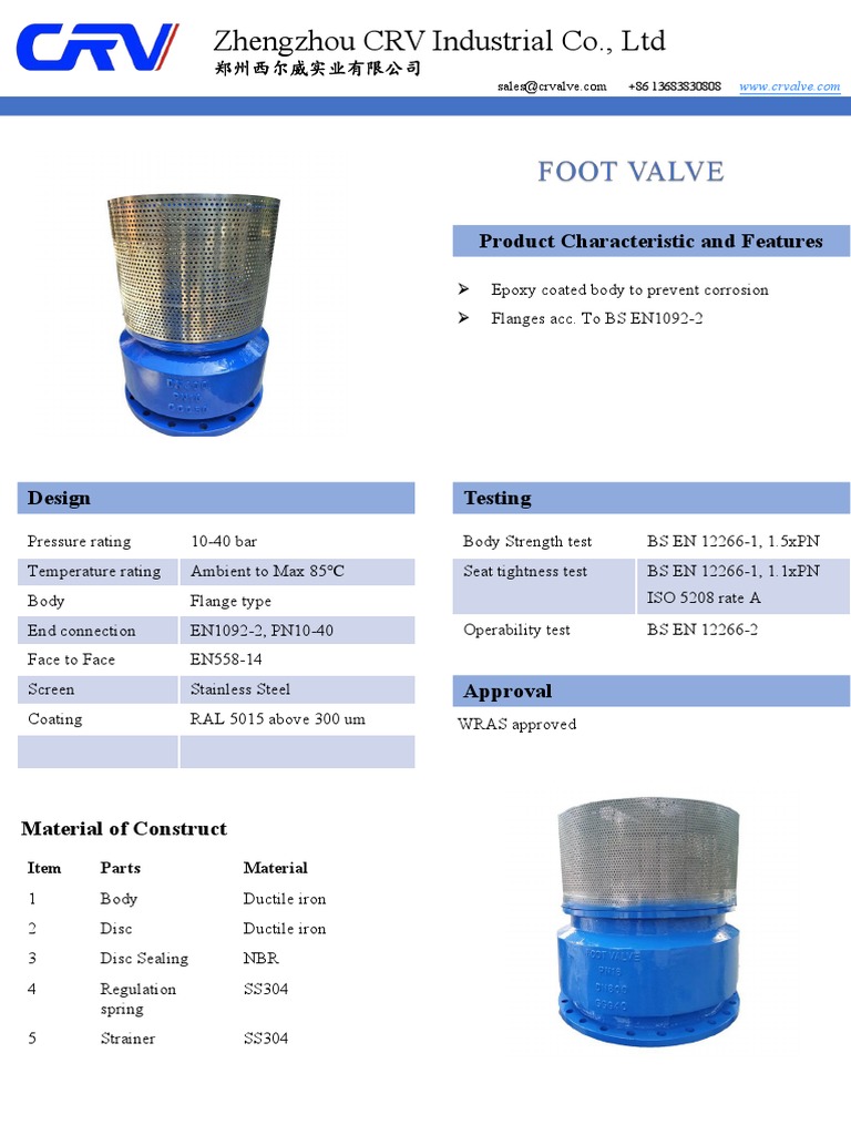 CRV Foot Valve Catalogue PDF | PDF | Secondary Sector Of The Economy ...