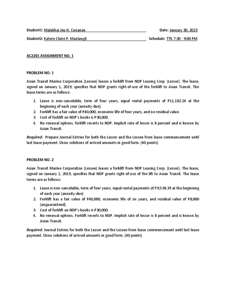 Lease Accounting Journal Entries | PDF | Lease | Expense