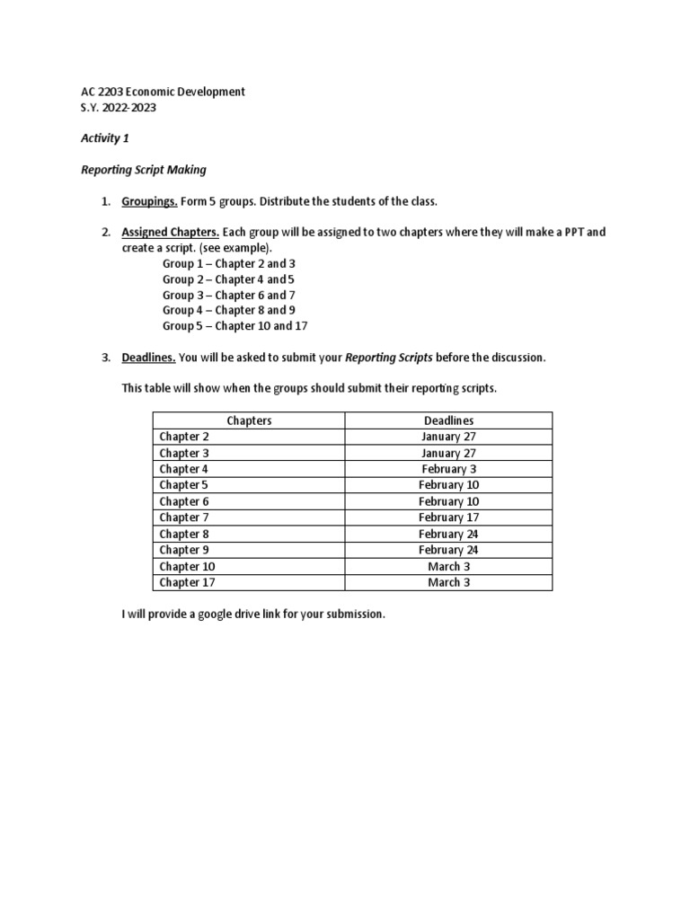 Reporting Script Guidelines for AC 2203 | PDF