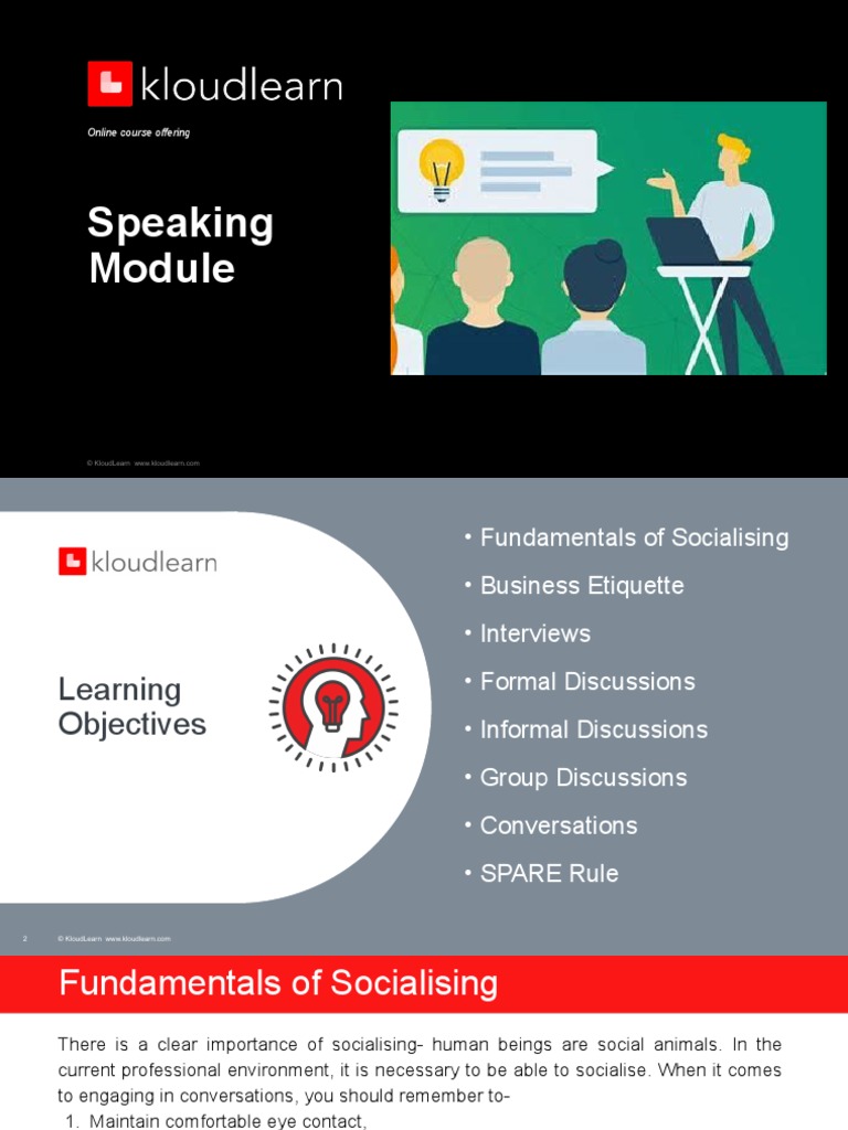 Speaking Module | Download Free PDF | Conversation | Learning