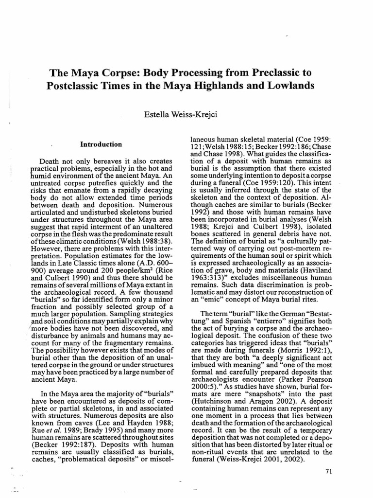 Maya Mortuary Practices Analysis | PDF | Burial | Maya Civilization