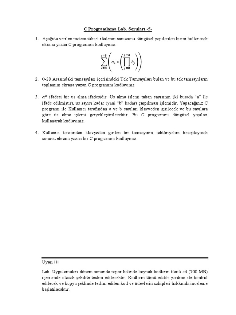 C Programlama Lab - 5 | PDF