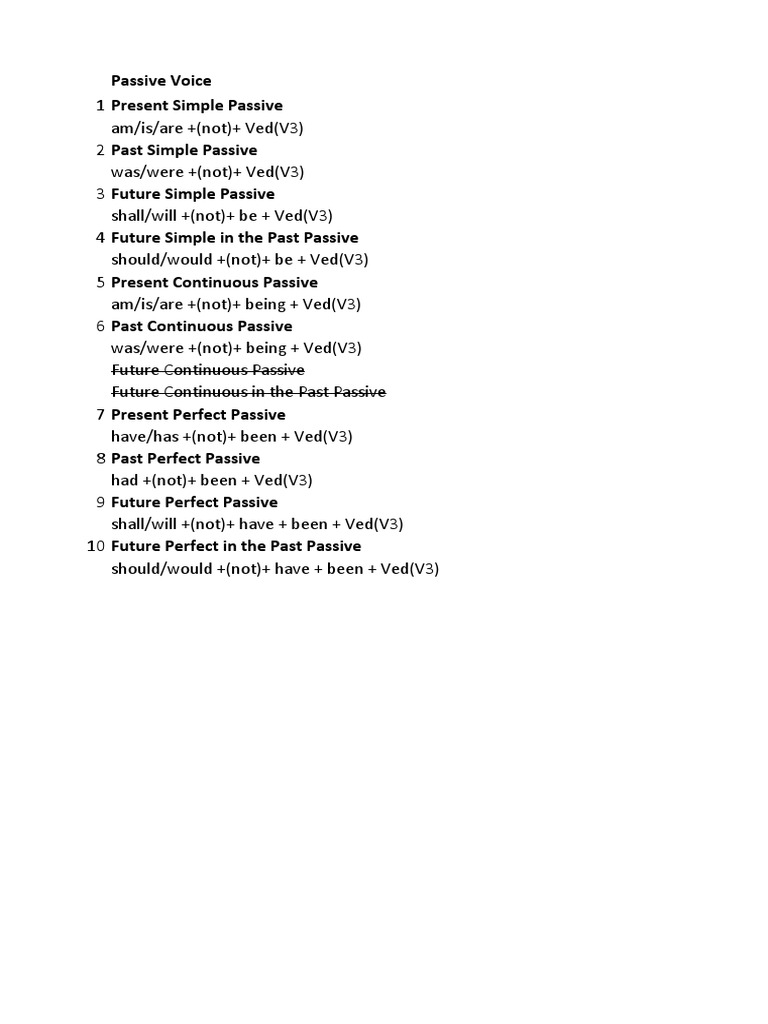 Passive Voice. Formula | PDF