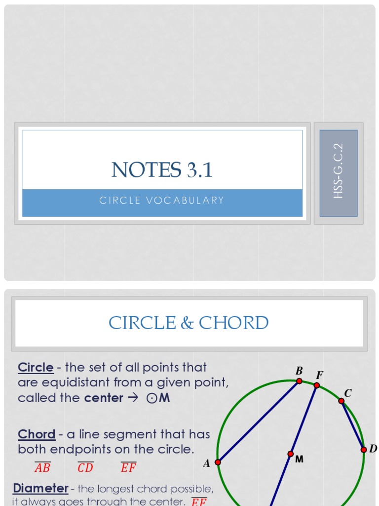 Circle Vocabulary and Concepts Guide | PDF | Circle | Tangent