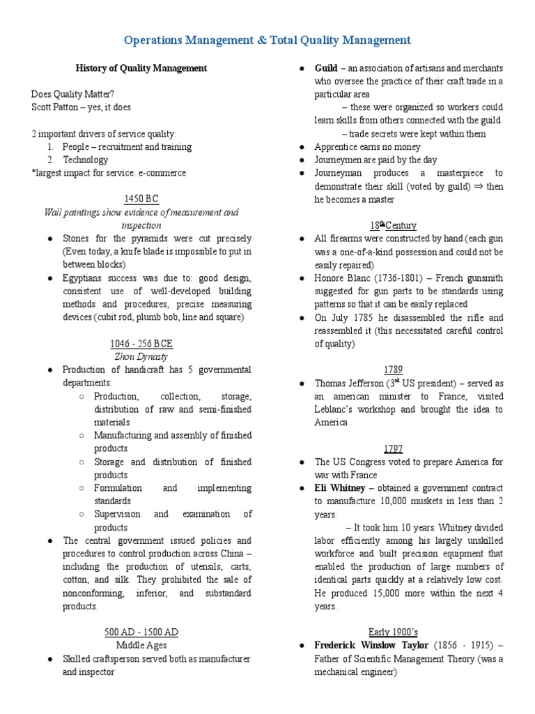 History of Quality Management Insights | PDF | Quality (Business) | Six ...