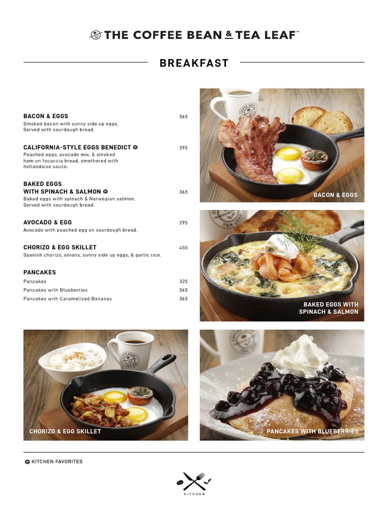 Kitchen by The Coffee Bean Tea Leaf Menu PDF PDF Sauce Pancake