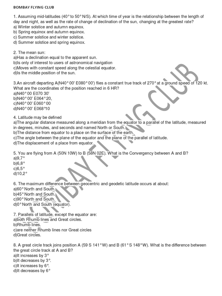 Gen Nav Bfc Pdf Latitude Equator