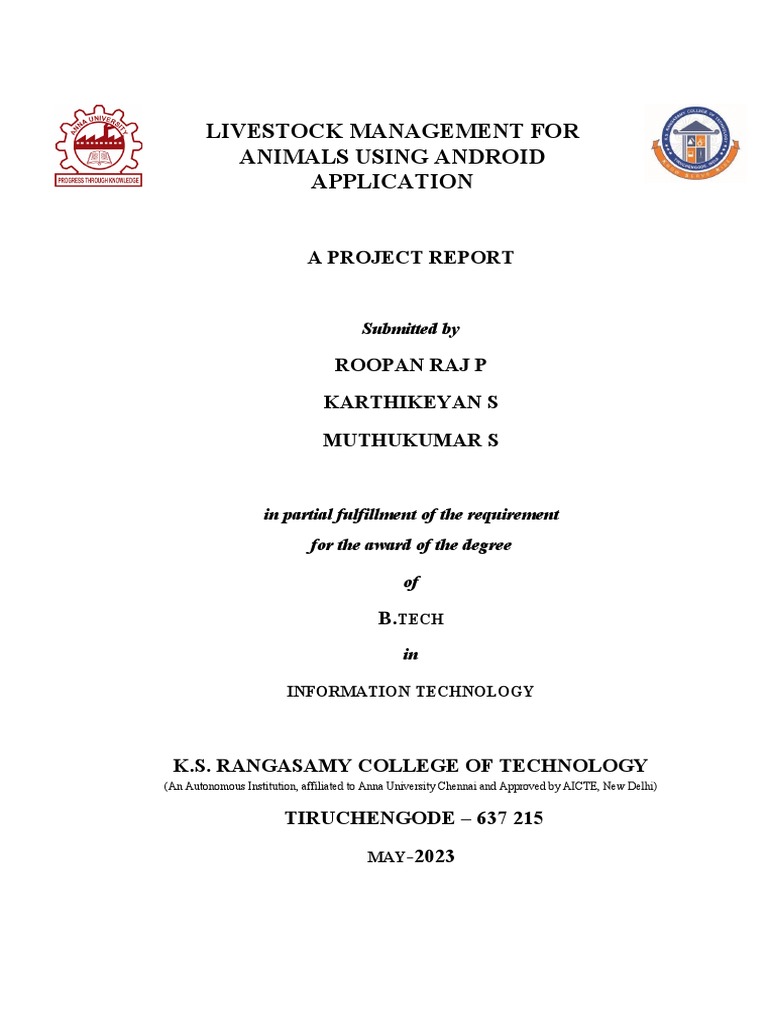Livestock Management For Animals Using Android Application: A Project Report | PDF | Python ...