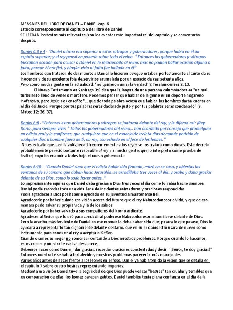 Daniel Capitulo 6 | PDF | Daniel (figura bíblica) | Dios