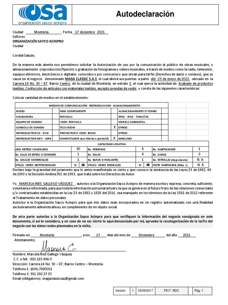 Certificado Sayco-Acinpro MAGA Ok PDF | PDF | Informática | Electrónica ...