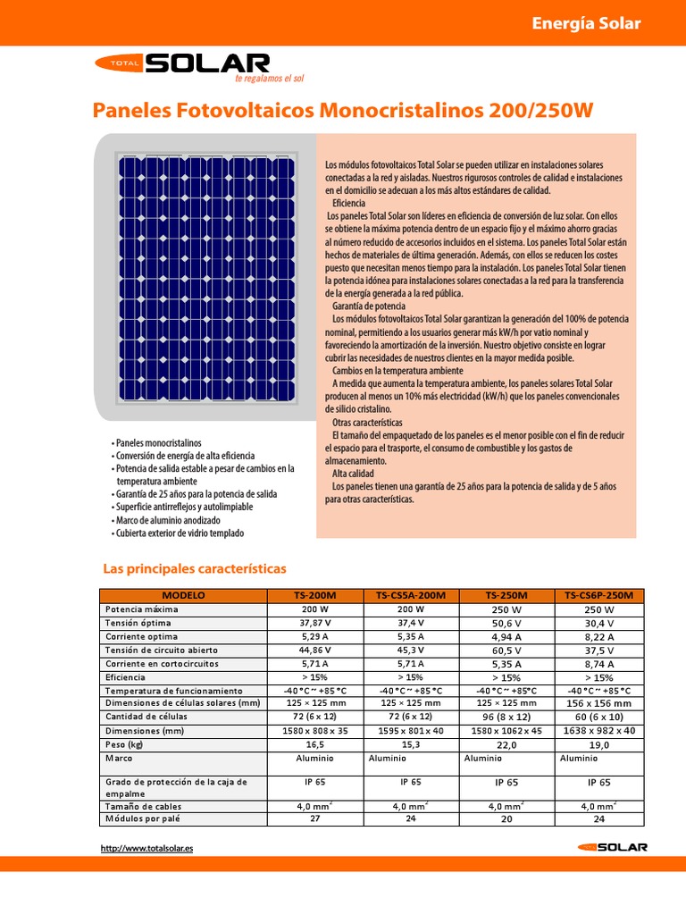 Paneles Fotovoltaicos Monocristalinos | PDF | Energía solar | Panel solar