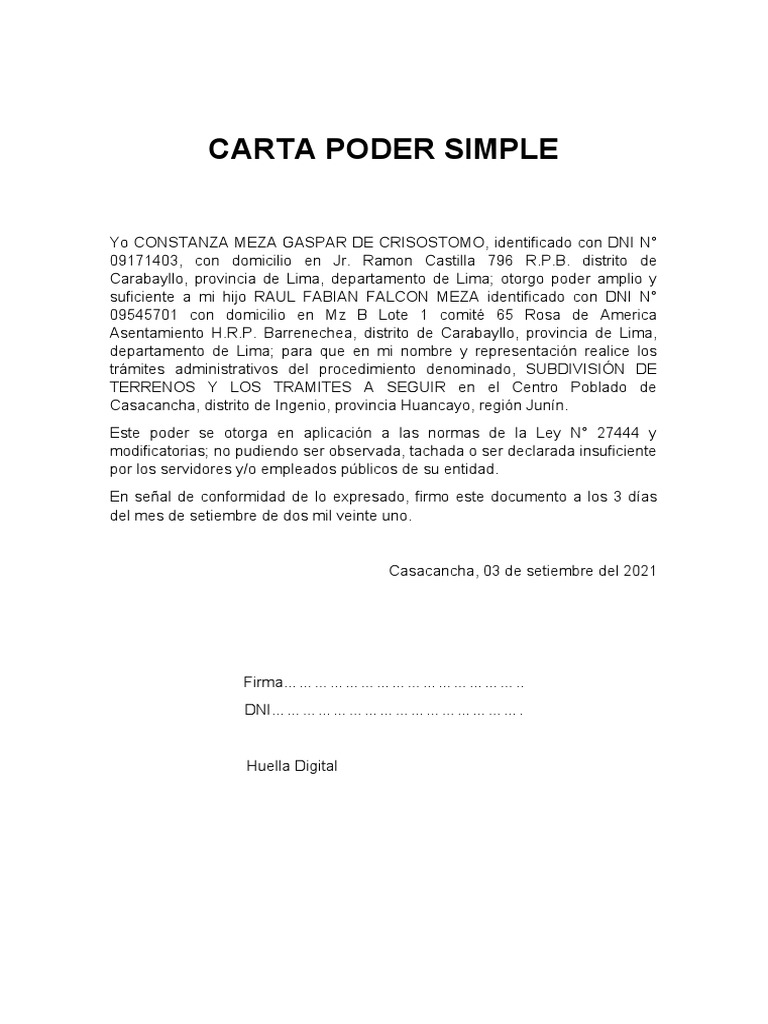 Carta Poder Simple | PDF