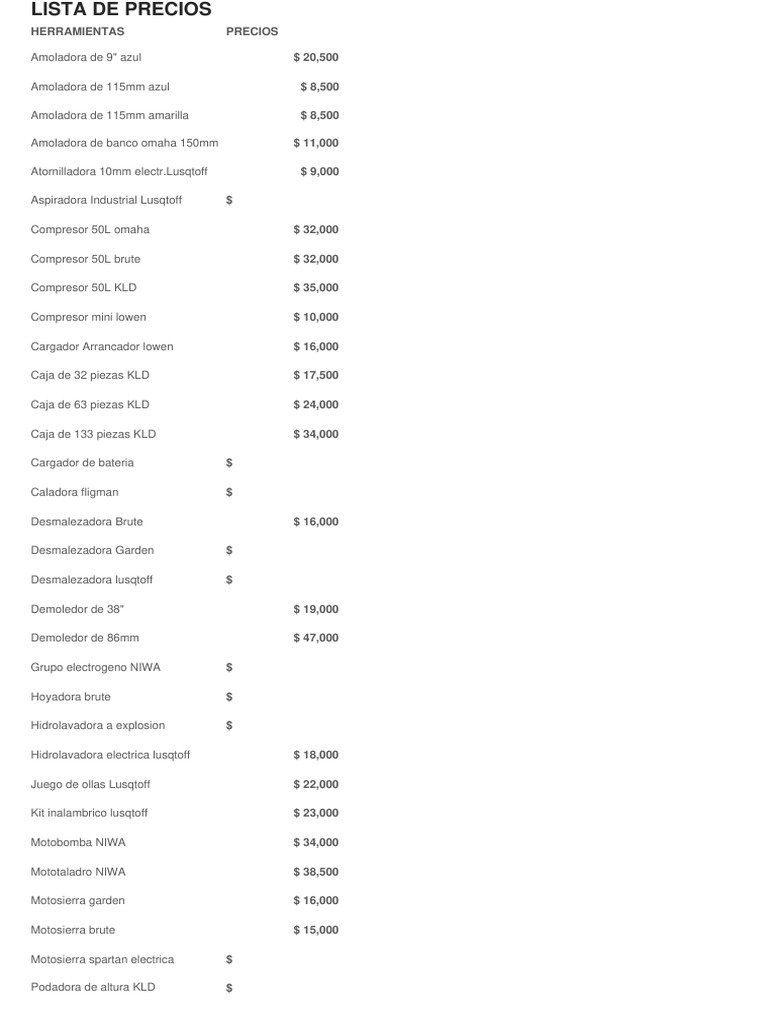 Lista de Precios Reventa - 2 - 1 - PDF | PDF | Carpintería | Equipo